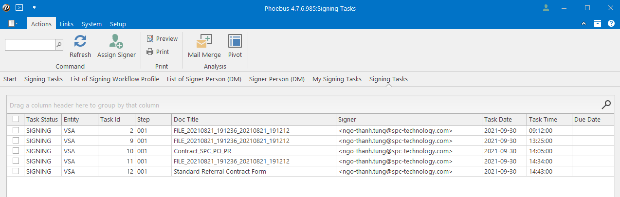 Signing Tasks. pbs.bo.dm.esign.tasks