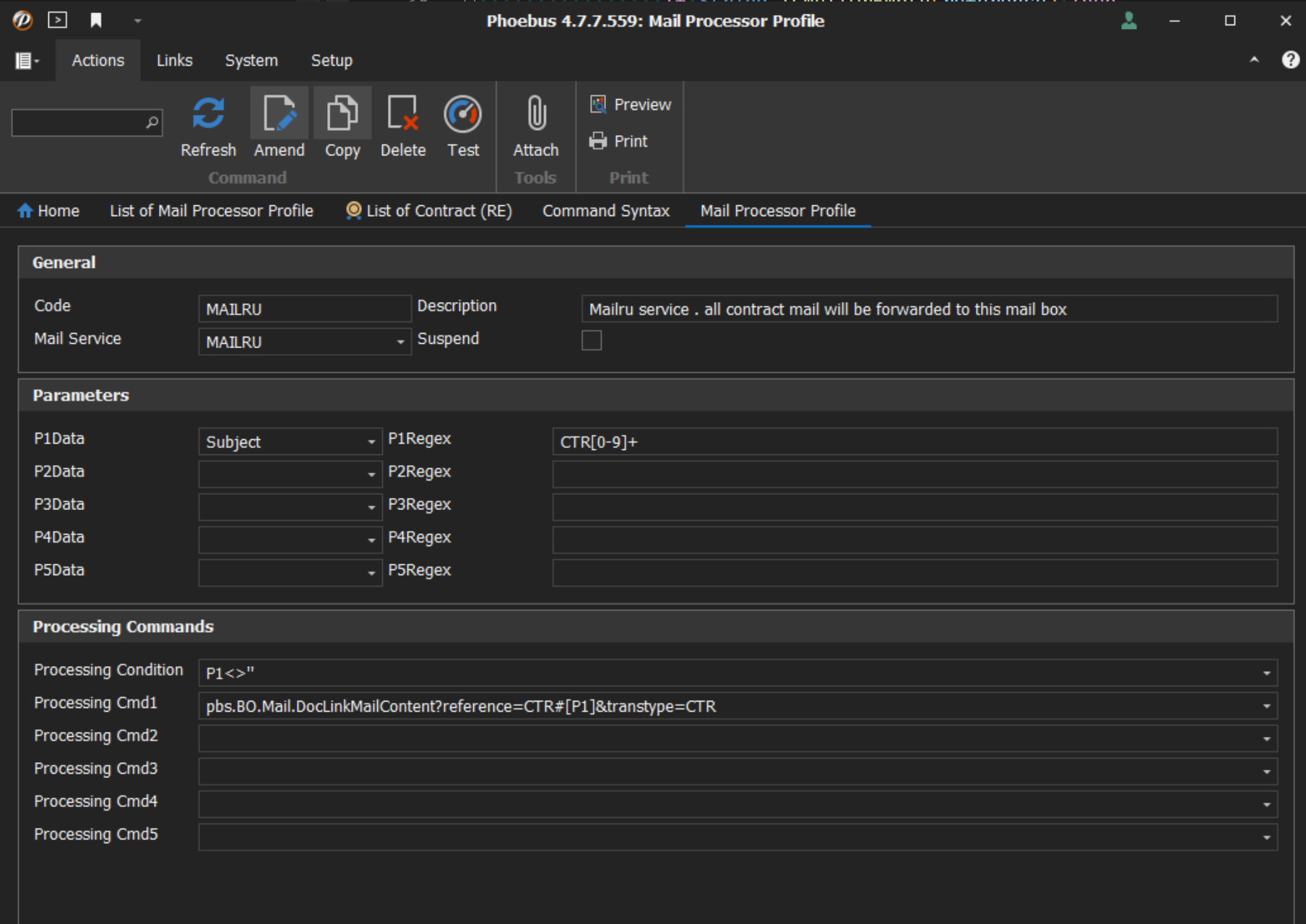 Mail Processor Profile. pbs.bo.mail.mailprocessor